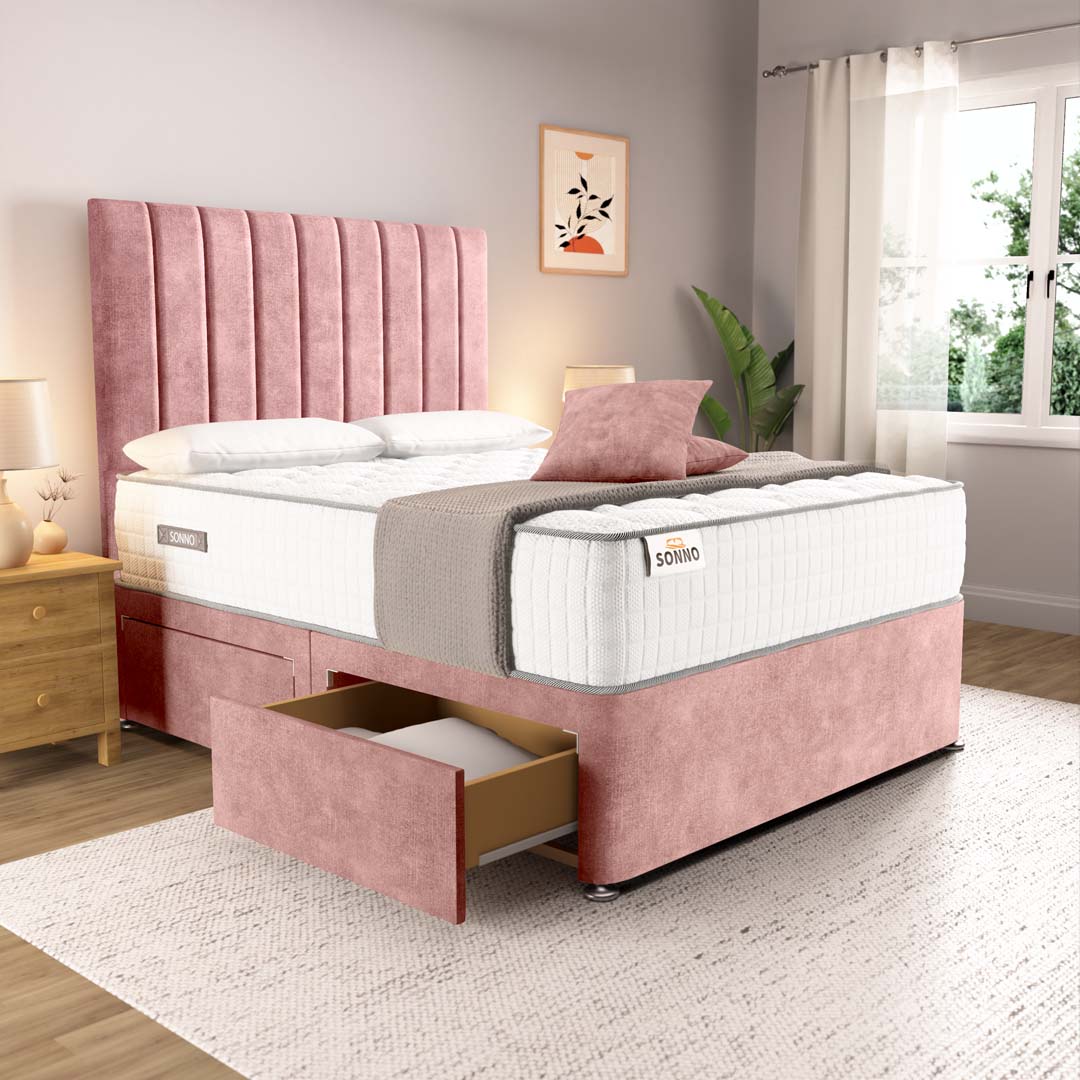 Prague Divan Bed - Pink Coniston – Sonno