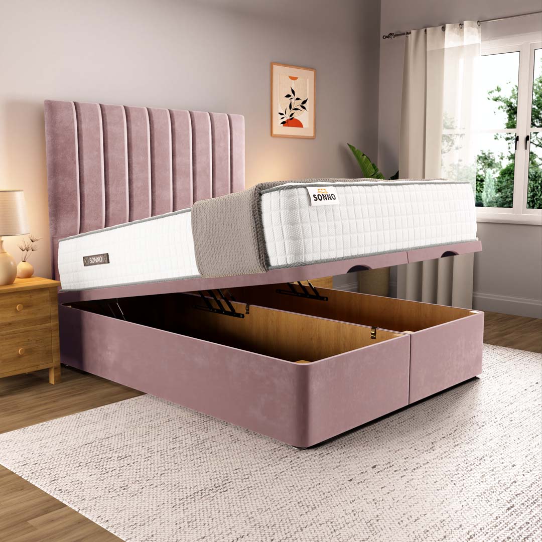 Prague Ottoman Divan Bed - Pink Plush Velvet – Sonno