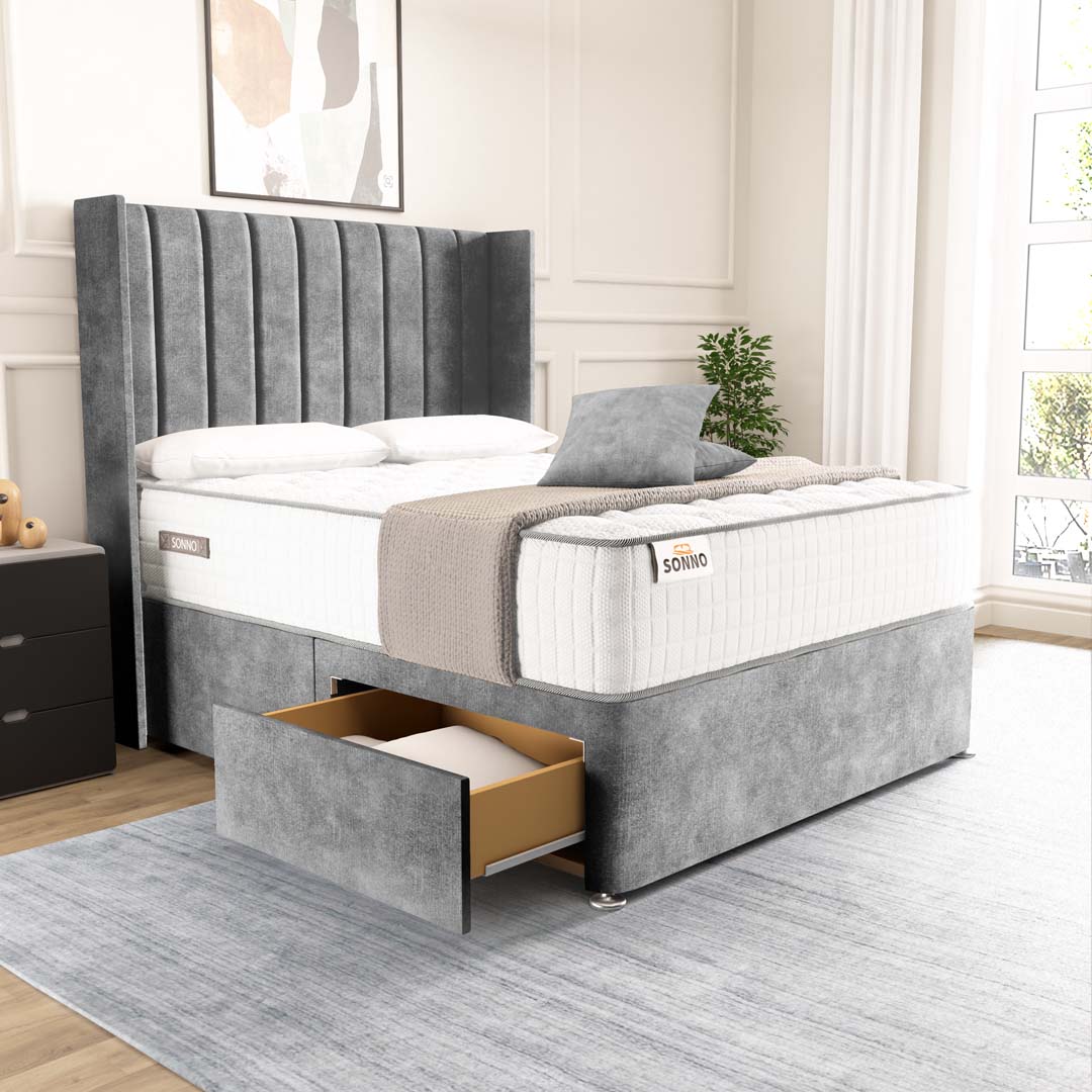 Prague Wingback Divan Bed - Armour Coniston – Sonno