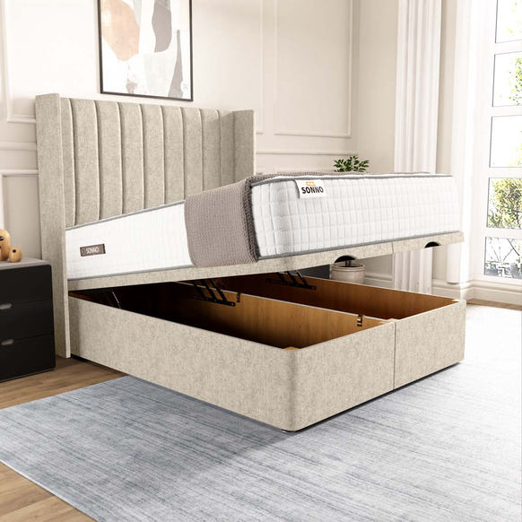 Sofia Ottoman Divan Bed - Cream Chenille – Sonno