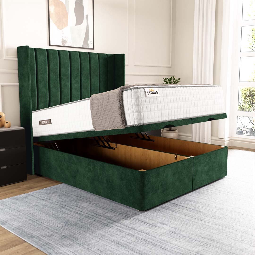 Sofia Ottoman Divan Bed - Emerald Coniston – Sonno