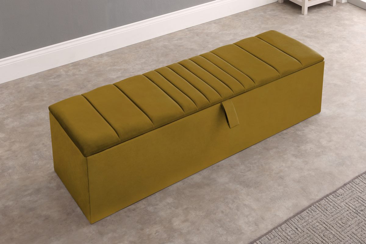 Cambridge Ottoman Storage Box - Mustard Plush Velvet – Sonno