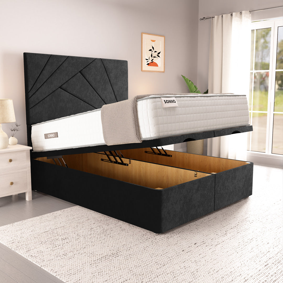 San Diego Ottoman Divan Bed - Black Naples – Sonno