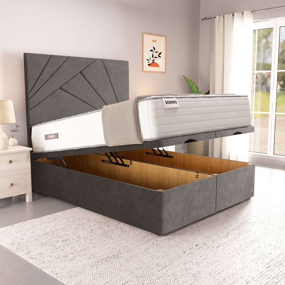 San Diego Ottoman Divan Bed - Slate Grey Naples – Sonno