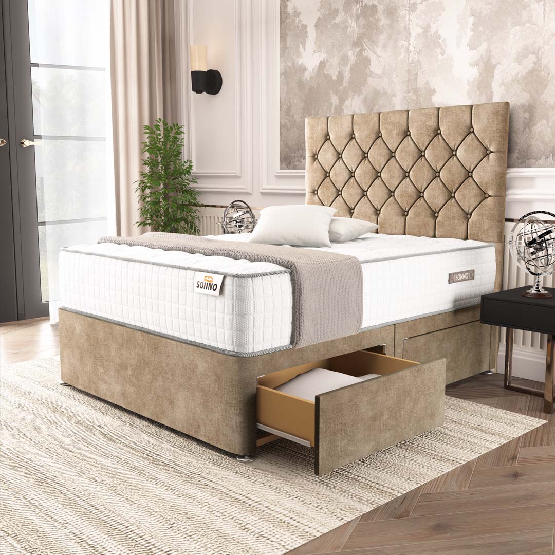Seville Chesterfield Divan Bed - Mink Coniston – Sonno