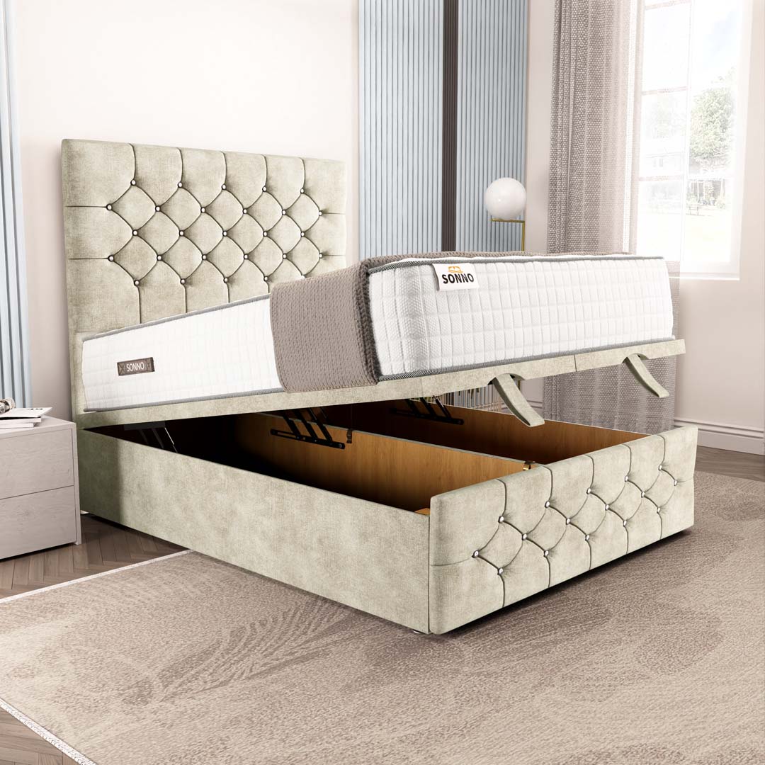 Suva Ottoman Divan Bed - Almond Coniston – Sonno