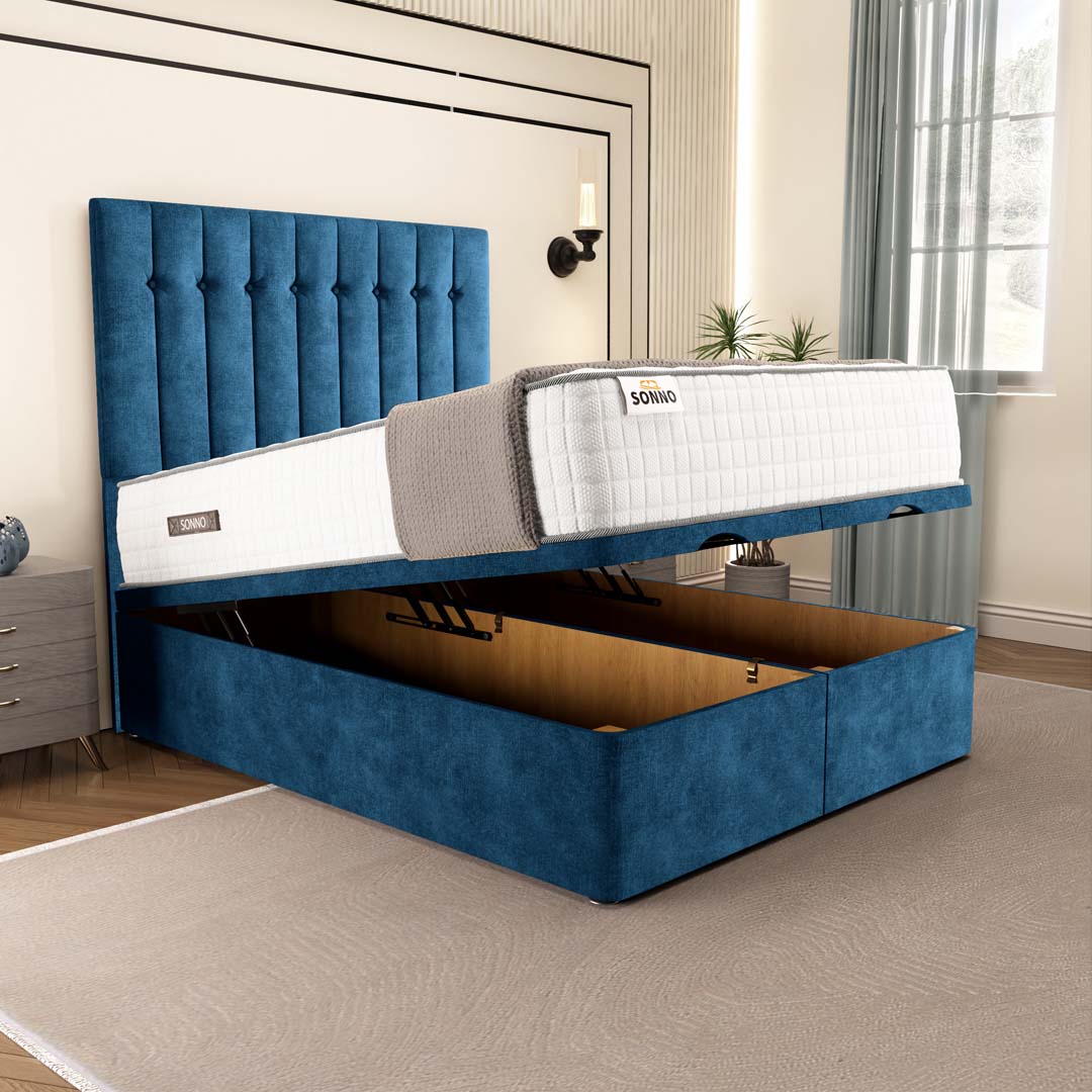 Tokyo Ottoman Divan Bed - blue Coniston – Sonno