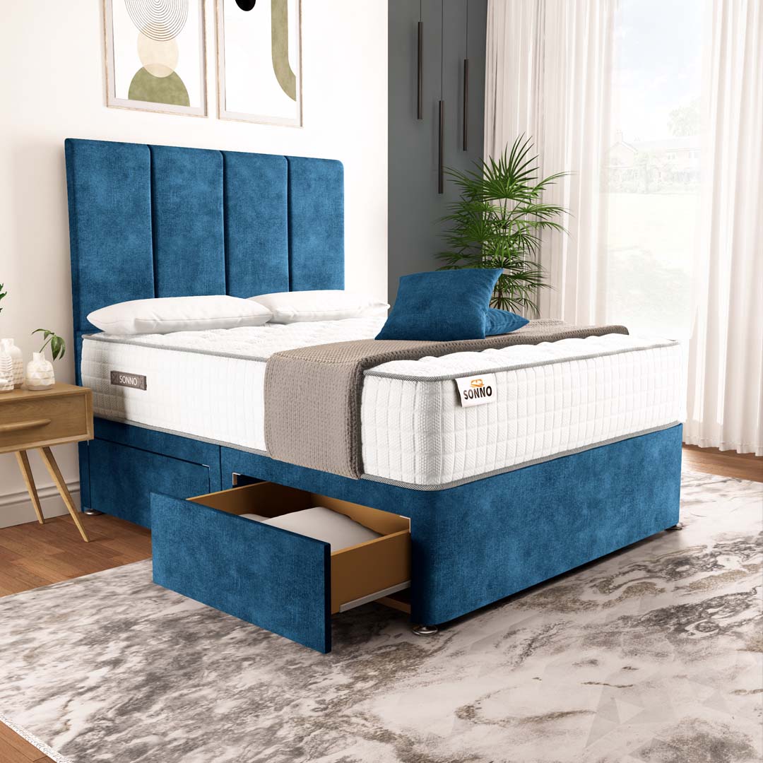 Victoria Divan Bed - Blue Coniston – Sonno
