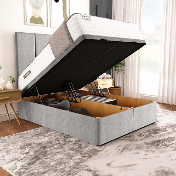 Victoria Ottoman Divan Bed - Silver Linoso – Sonno