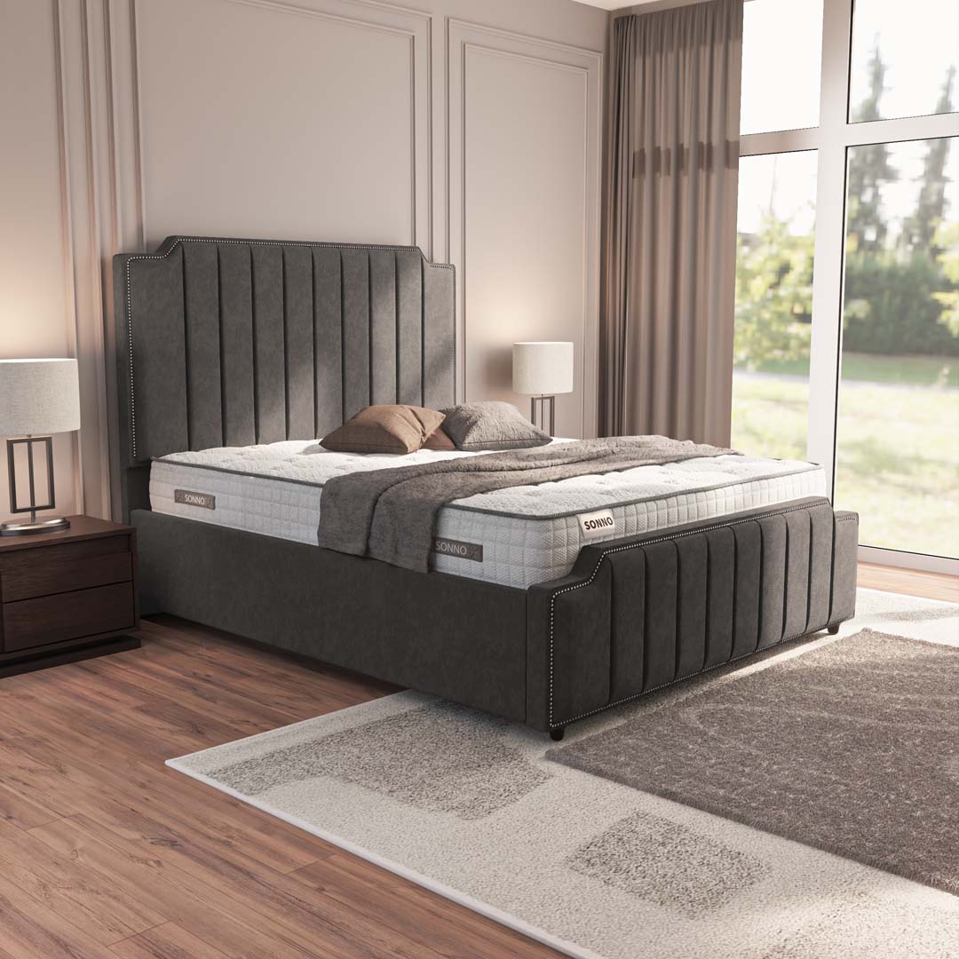 Washington Upholstered Bed - Slate Grey Naples – Sonno