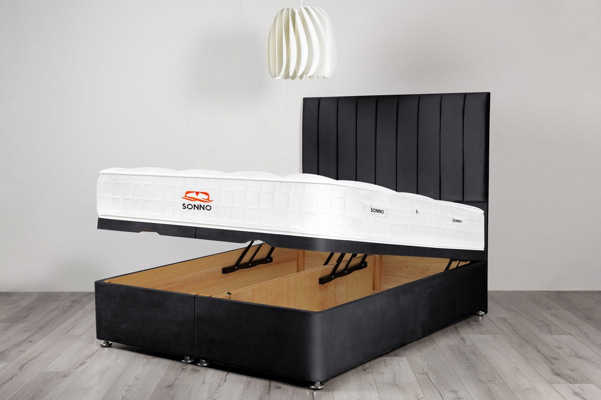 Prague Ottoman Divan Bed - Black Plush Velvet – Sonno