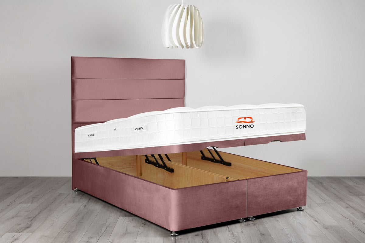 Athens Ottoman Divan Bed - Pink Plush Velvet – Sonno